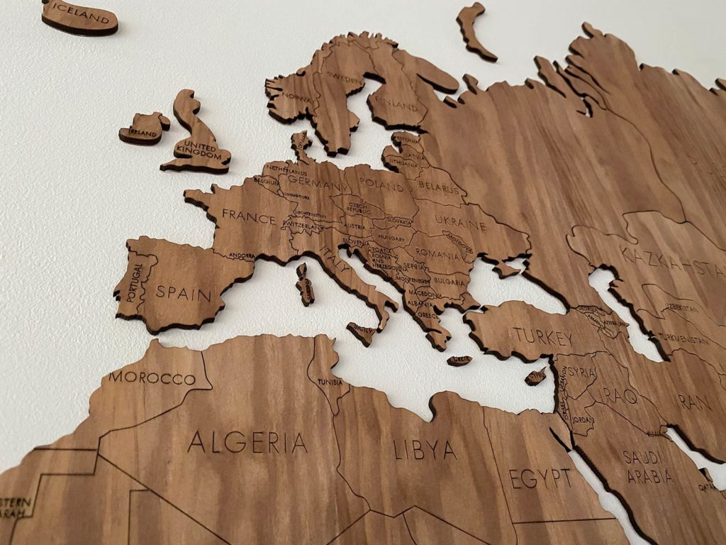 Mapas del mundo y de ciudades de madera | Mapamundi de madera
